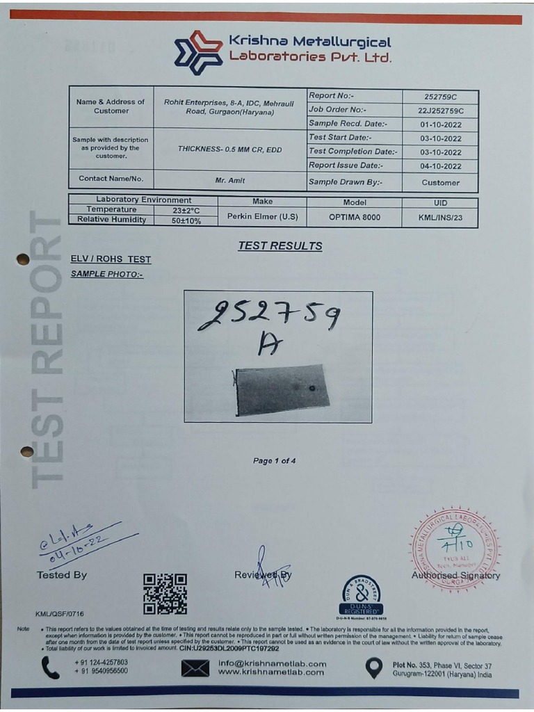 Elv Test Report0.5mm | PDF