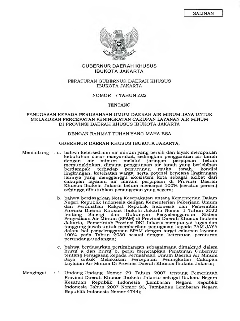 Pergub No. 7 Tahun 2022 | PDF Pergub No. 7 Tahun 2022 | PDF