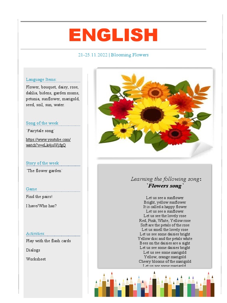 Planificare Engleza Flori de Toamna | PDF