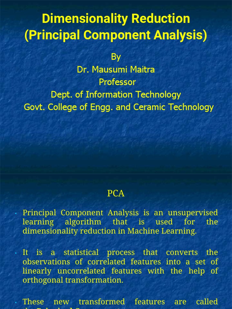 Dimensionality Reduction (Principal Component Analysis) | PDF | Teaching Methods & Materials
