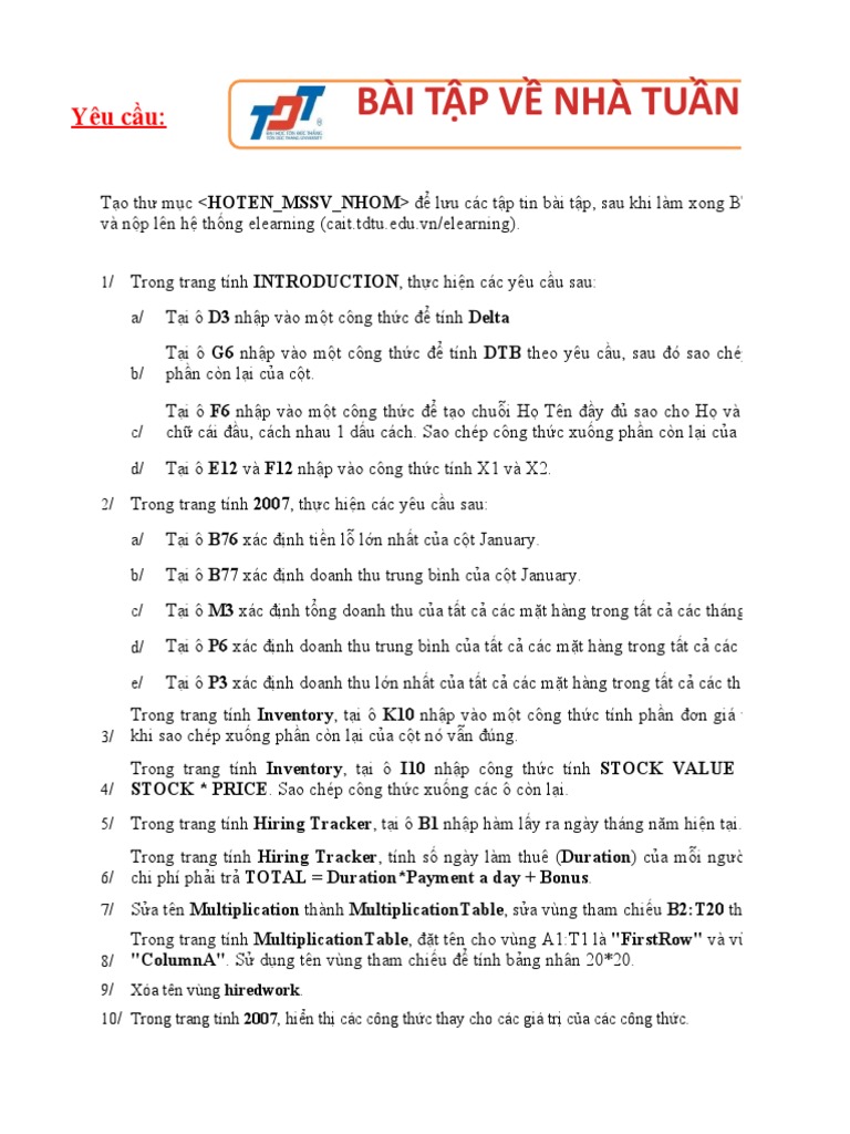 CLC BTVN Excel Tuan7 | PDF
