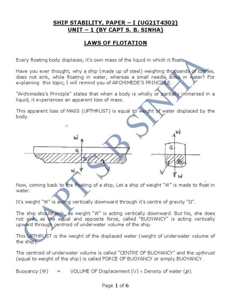 Ship Stability Notes | PDF