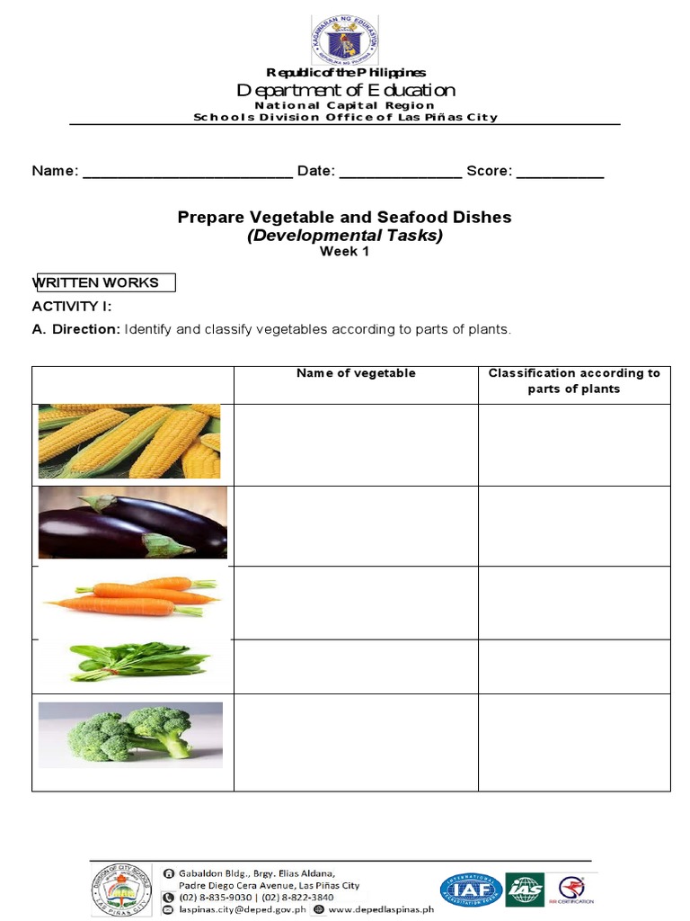 2nd Quarter Worksheet Cookery 10 Week 1 | PDF