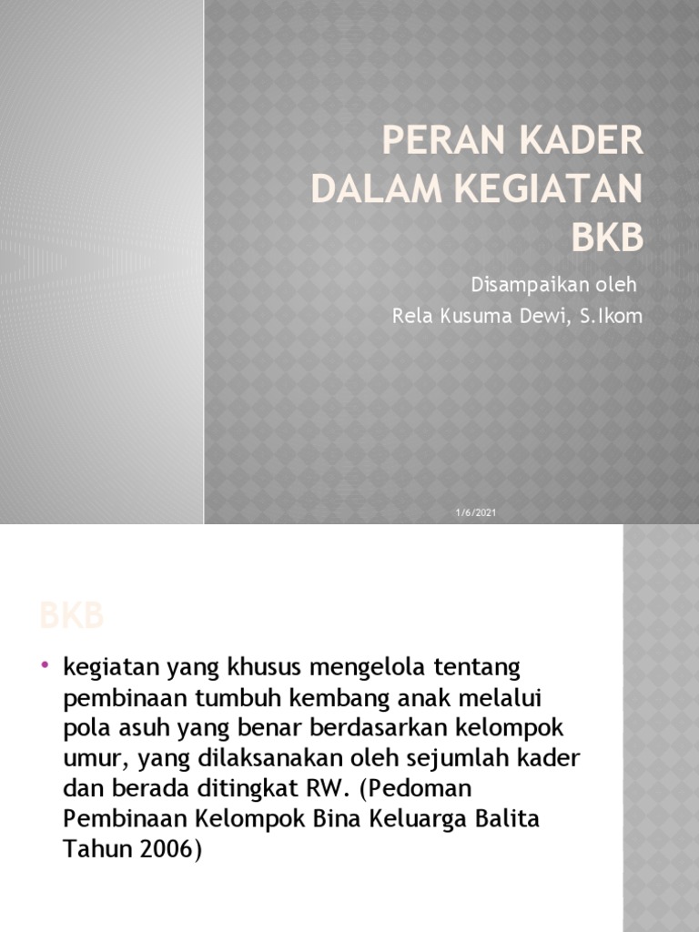 Peran Kader Dalam Kegiatan BKB | PDF