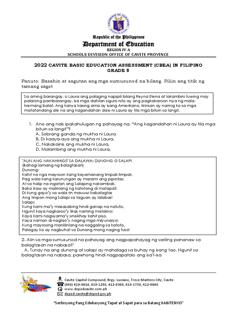 E-CBEA - Filipino 8 | PDF