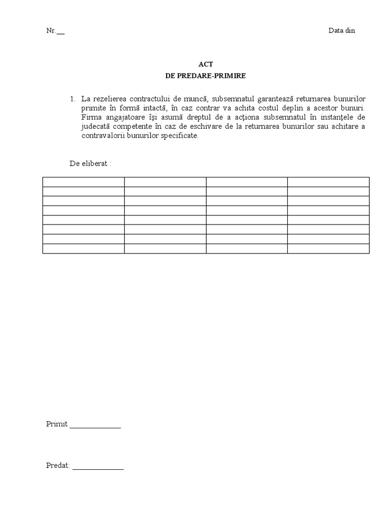 Act Primire Predare | PDF