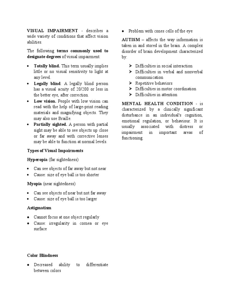 Visual Impairment | PDF