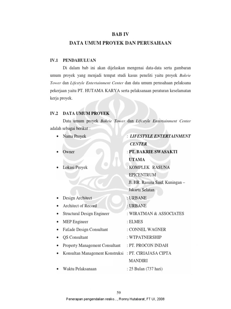 Adoc - Pub - Bab IV Data Umum Proyek Dan Perusahaan | PDF