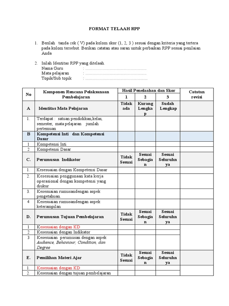 Telaah RPP | PDF
