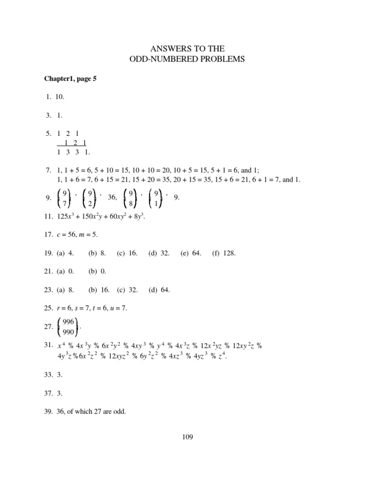 Answers To The Odd-Numbered Problems: Chapter1, Page 5 | PDF | Numbers | Polynomial