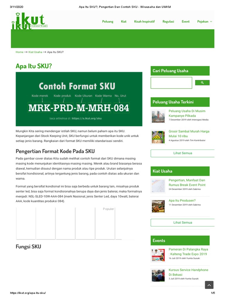 Apa Itu SKU - , Pengertian Dan Contoh SKU - Wirausaha Dan UMKM | PDF