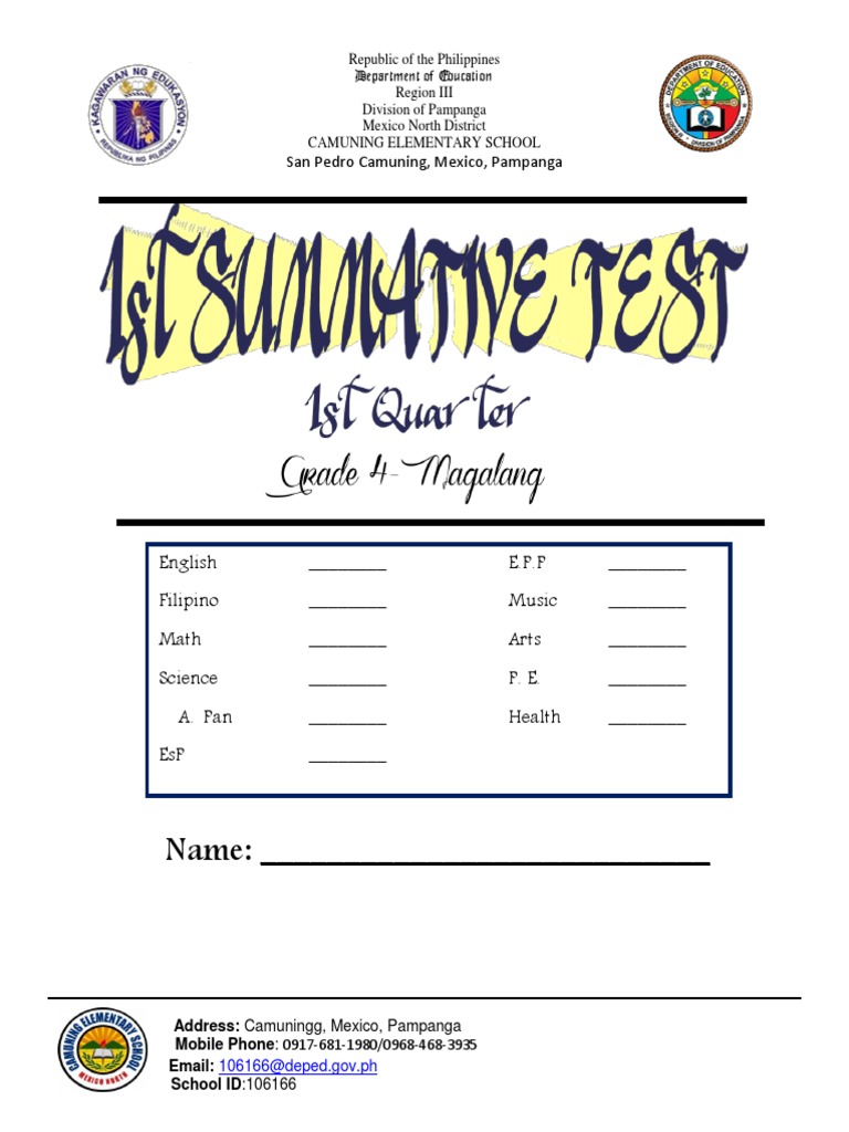 Summative Test No. 1 | PDF | Nutrition Facts Label | Fat