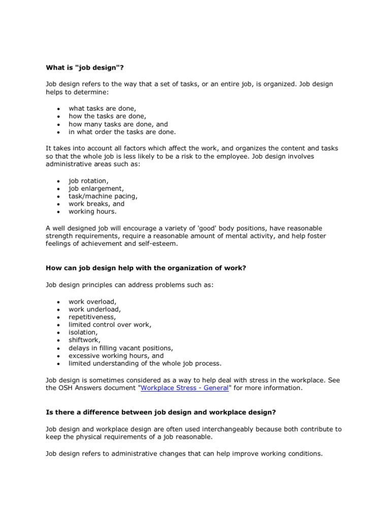 What Is "Job Design"? | PDF | Employment | Human Factors And Ergonomics