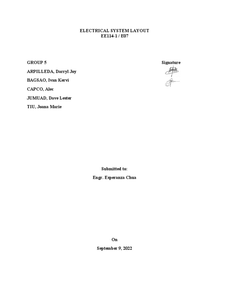 Electrical System Layout - Group 5 | PDF | Mains Electricity ...