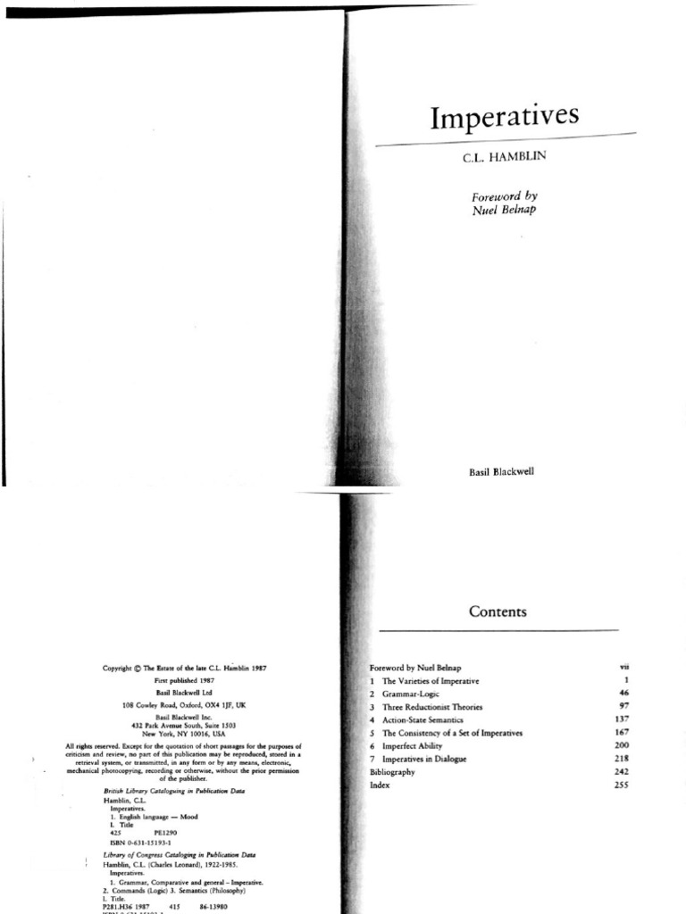 Imperatives (Charles Leonard Hamblin) | PDF