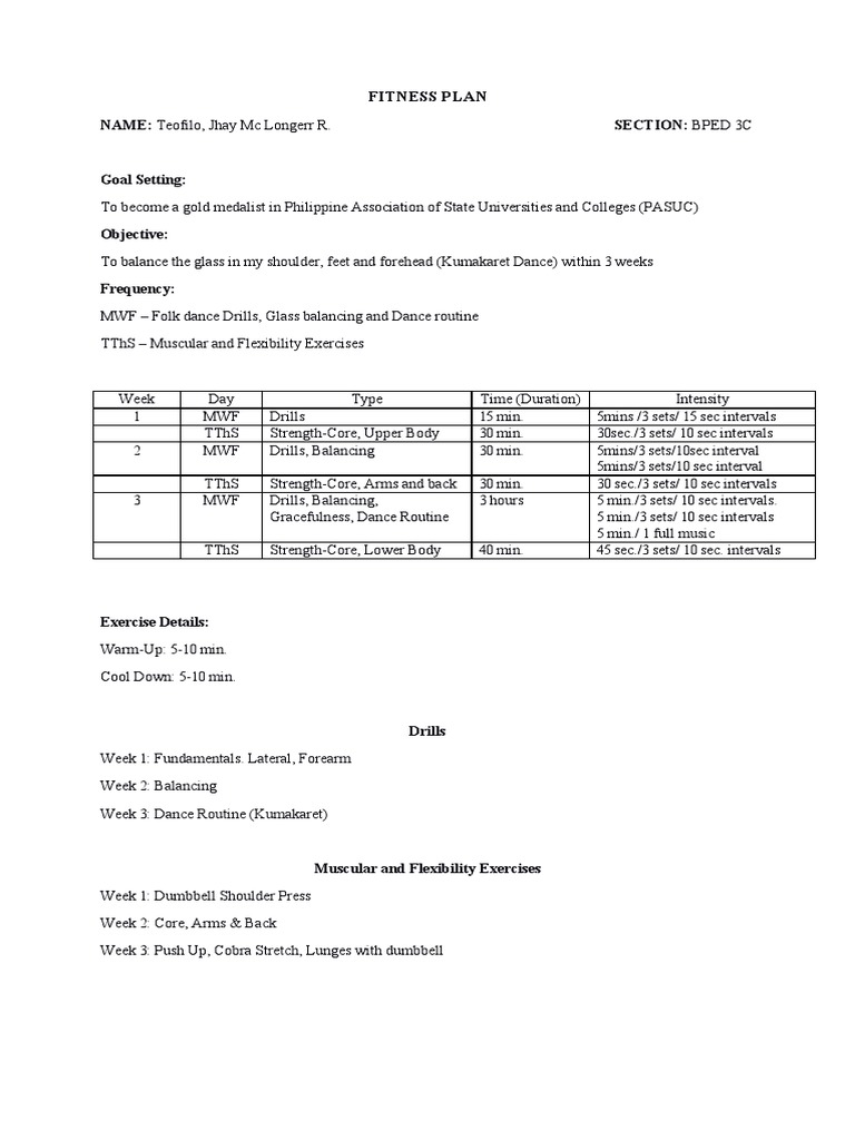 Fitness Plan | PDF | Wellness
