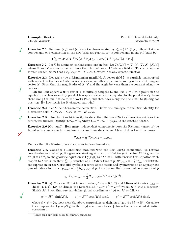 GR Sheet 2 | PDF | Geometry | Mathematical Analysis