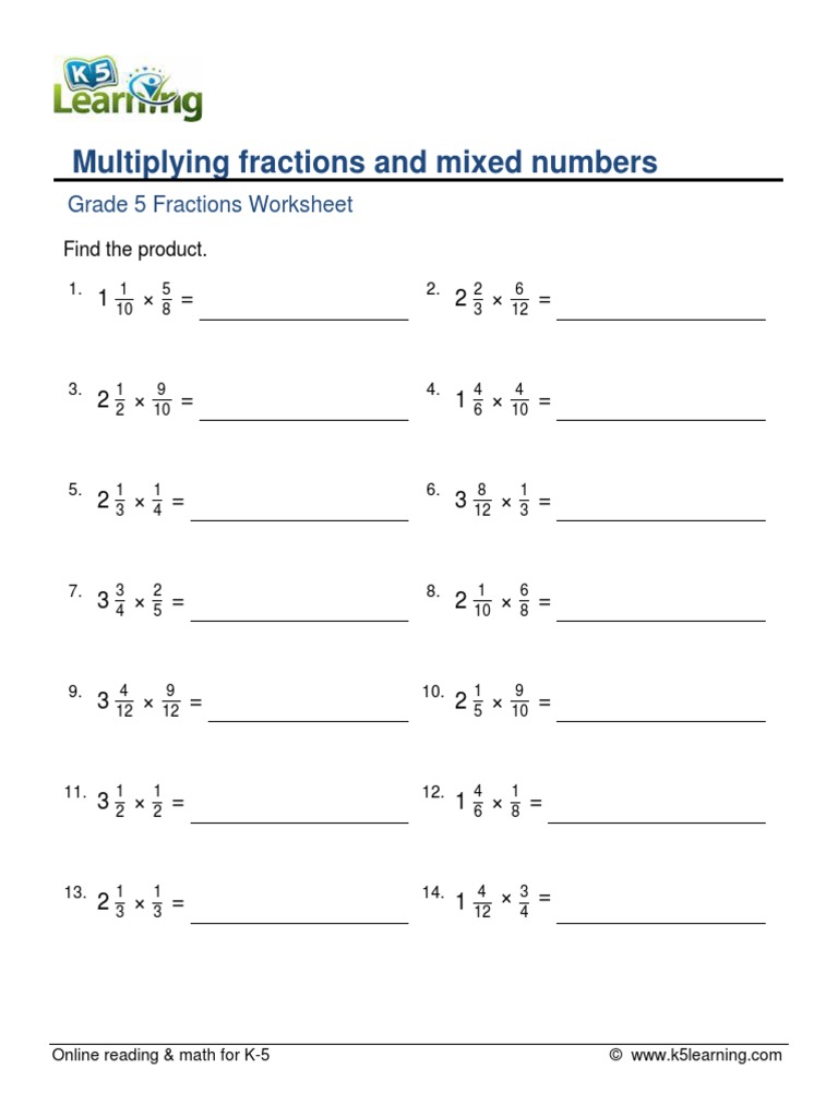Grade 5 Multiply Fraction Mixed Number B | PDF | Science | Signal ...