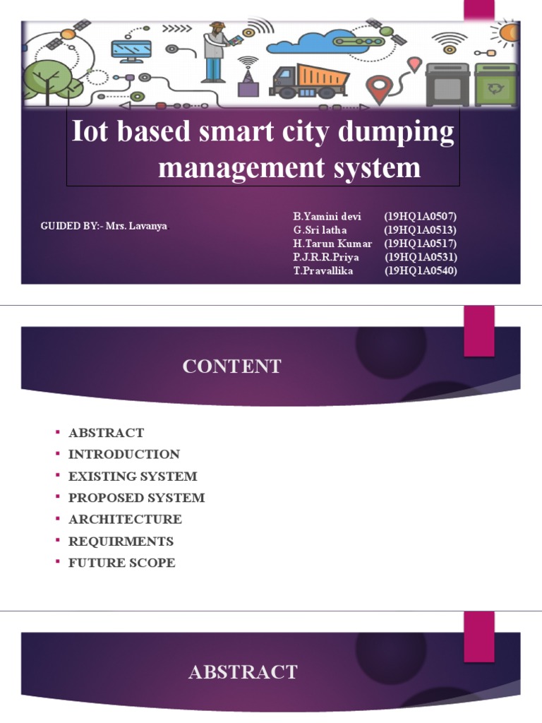 Iot Based Smart City Dumping Management System FRST PPT | PDF