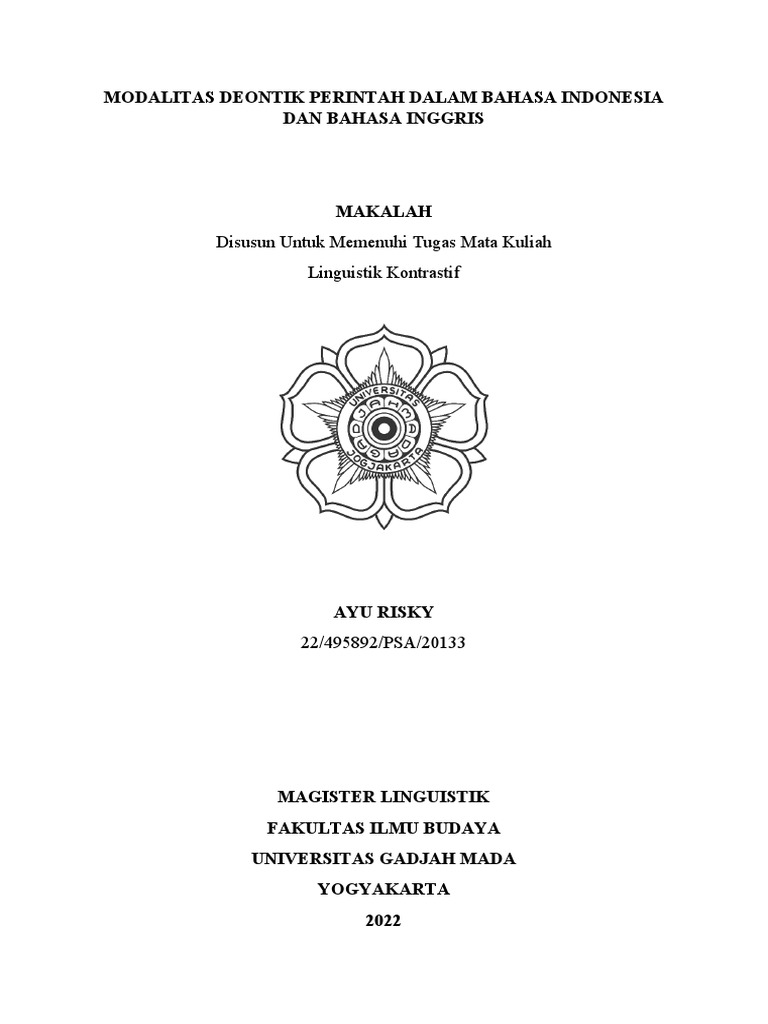 Modalitas Perintah Bahasa Indonesia Dan Bahasa Inggris | PDF