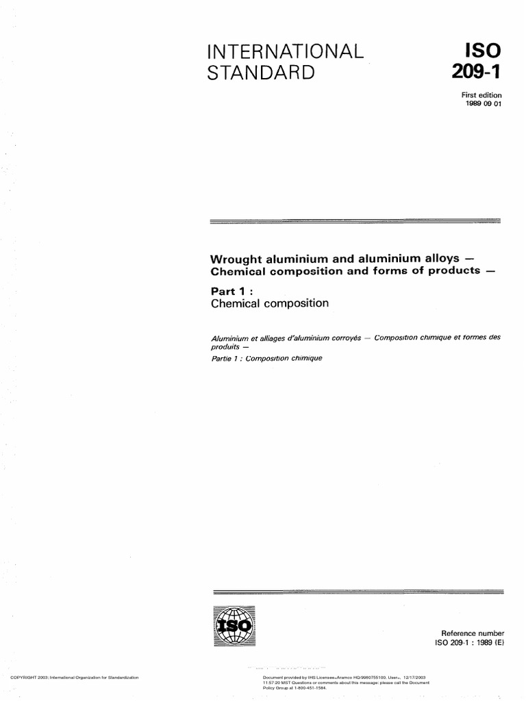 Iso 209-1 | PDF | International Organization For Standardization | Metals
