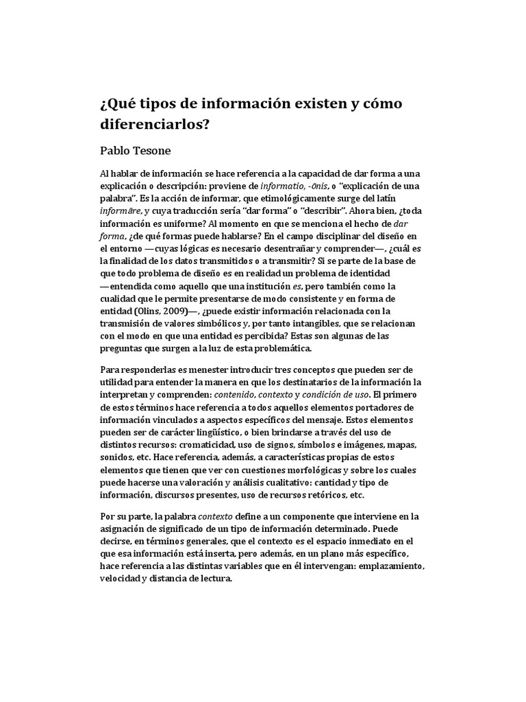 Tesone, P. (2020) Qué Tipos de Información Existen y Cómo ...