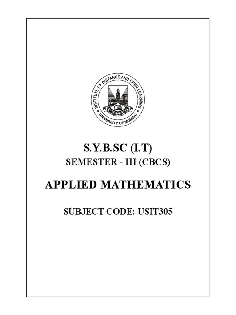 S.Y.B.SC (I.T) Applied Mathematics: Semester - Iii (CBCS) | PDF ...