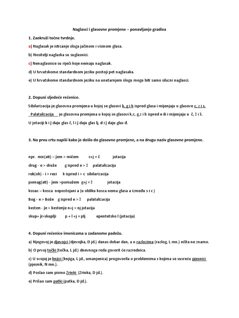 Naglasci I Gl. Prom., Ponavljanje RJ | PDF
