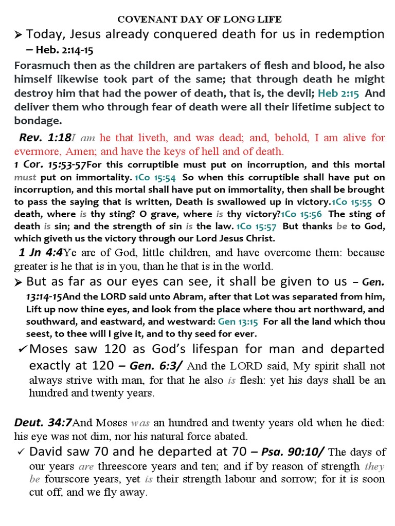 (With SCRPTS) COVENANT DAY OF LONG LIFE TIPS | PDF