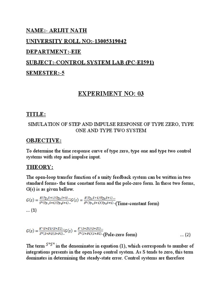 Arijit Nath (Control System Lab Assignment 3) | PDF