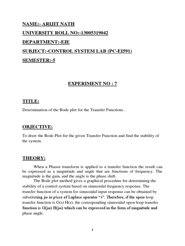 Bode Plot Analysis for Control Systems | PDF