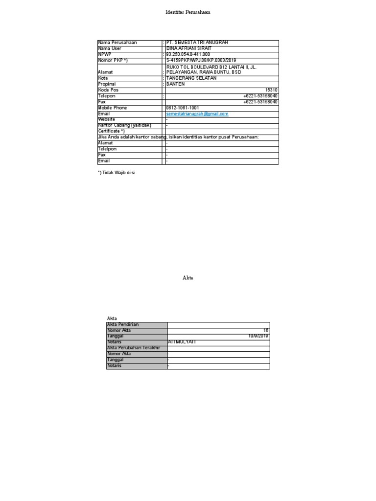 Form Pendaftaran EProc | PDF