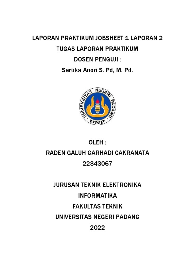 Laporan Praktikum Jobsheet 1 Laporan 2 Raden Galuh Garhadi Cakranata (22343067) | PDF | Sains ...