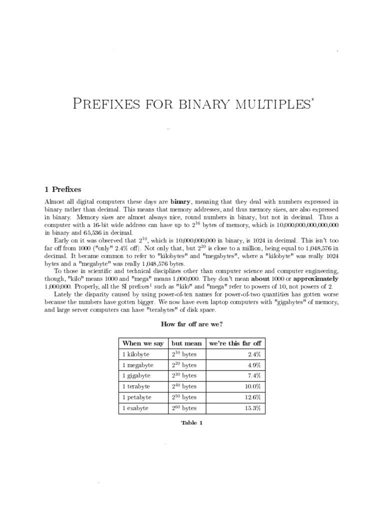 Prefixes For Binary Multiples 3 Pdf 