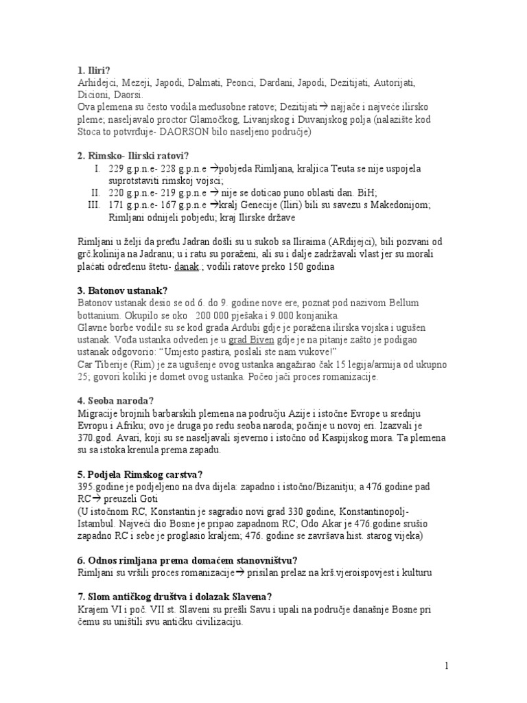 Historija BiH SKRIPTA | PDF