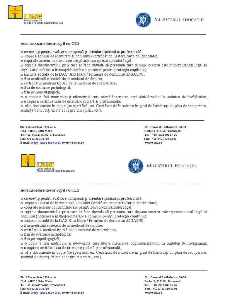 Acte Necesare CES | PDF