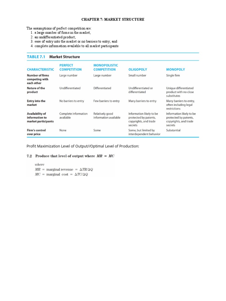 Market Structure Notes & Questions | PDF | Perfect Competition | Profit ...