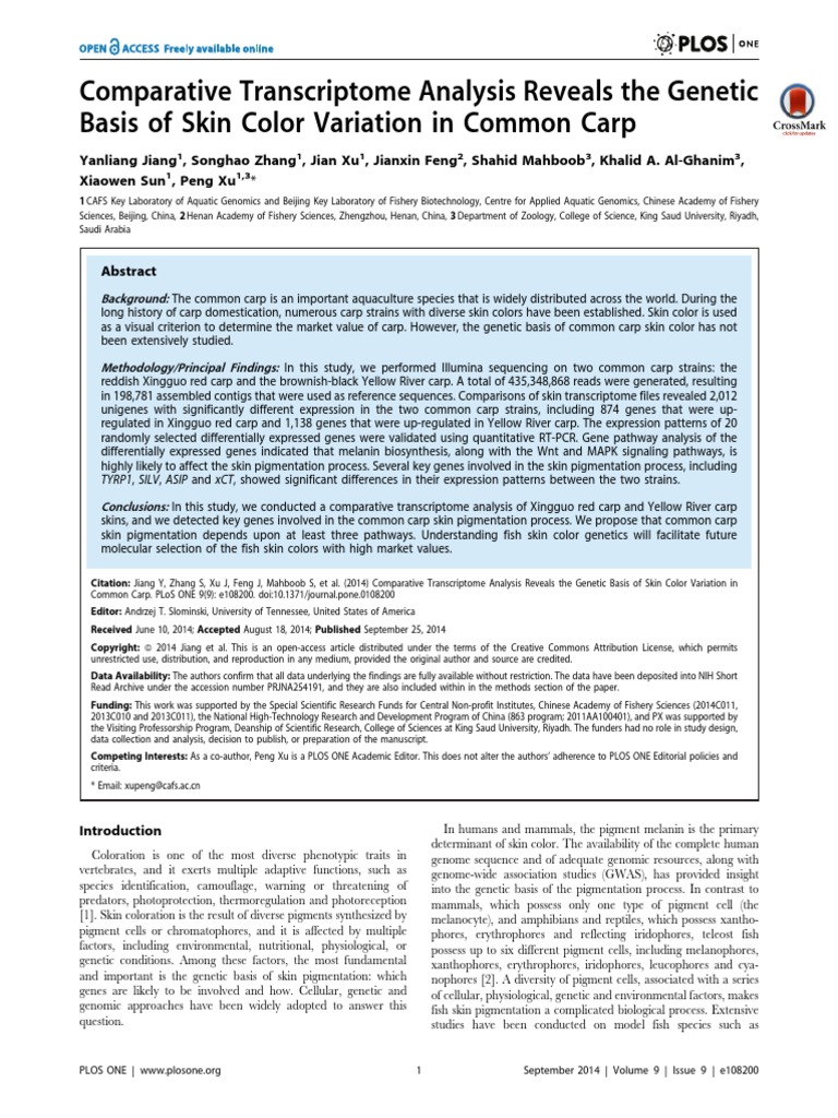 Jiang 2014 Comparative Transcriptome Analysis Pdf Genetics