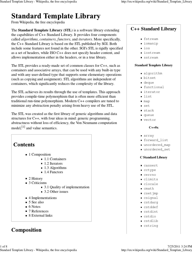 Standard Template Library - Wikipedia, The Free Encyclopedia | PDF ...