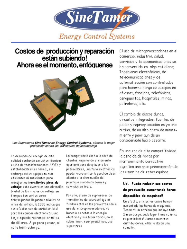 SineTamer y la protección contra transitorios de sobrevoltaje para ...