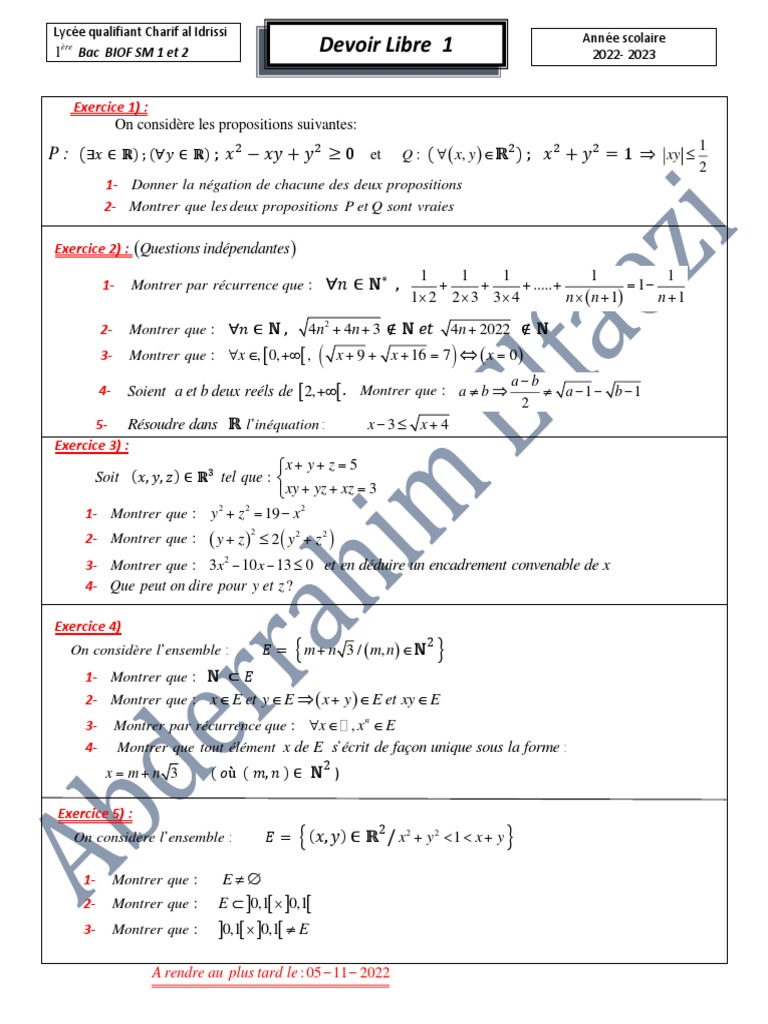 Devoir Libre SM 2022 | PDF