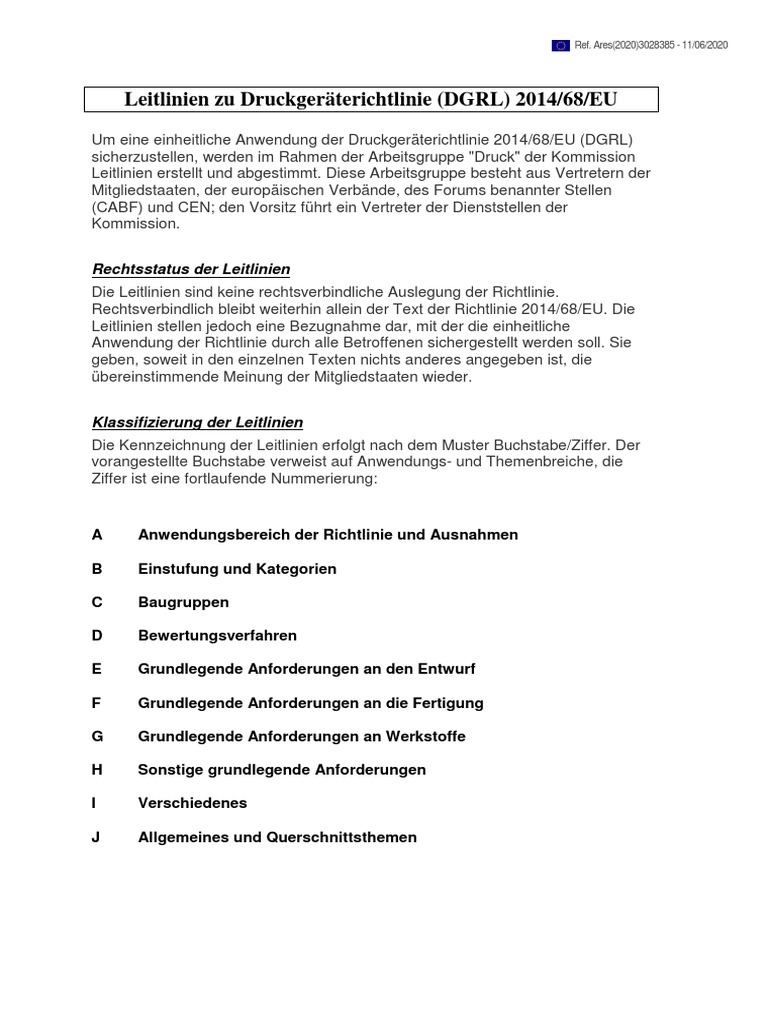 PED - 2014-68-EU - Guidelines - DE - Part I - Update FEB 2021 | PDF