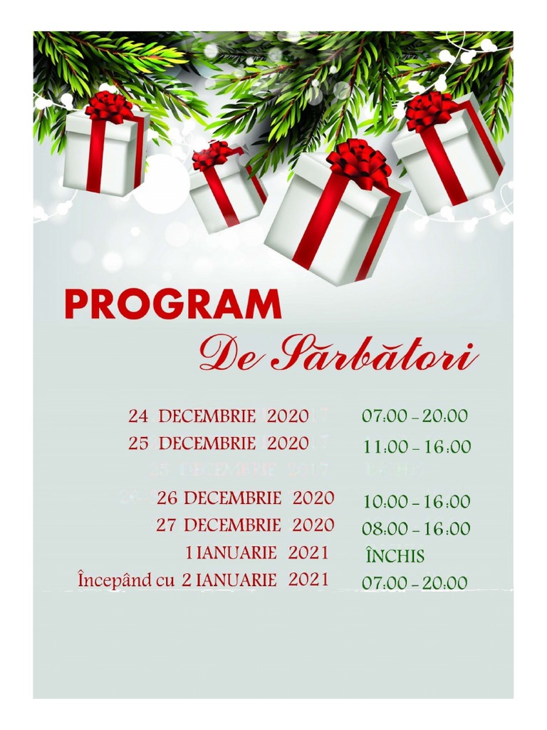 Program Sarbatori | PDF