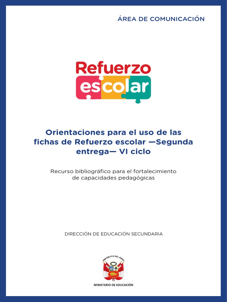 Fichas de Refuerzo Escolar - Comunicación Vi Ciclo | PDF