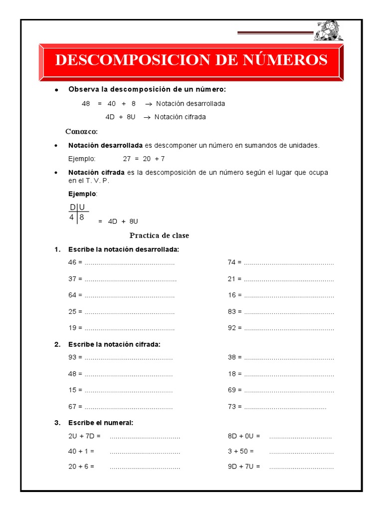 Ficha para Desarrollar Descomposición de Números | PDF