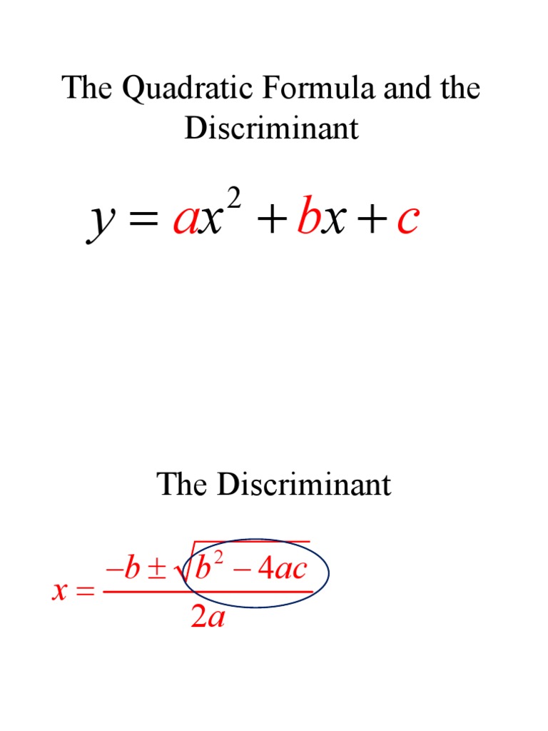Discriminant b2 4ac | PDF | Quadratic Equation | Algebra