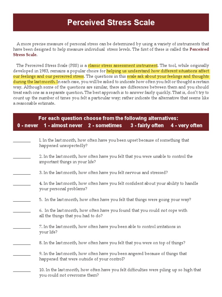 Percieved Stress Scale | PDF