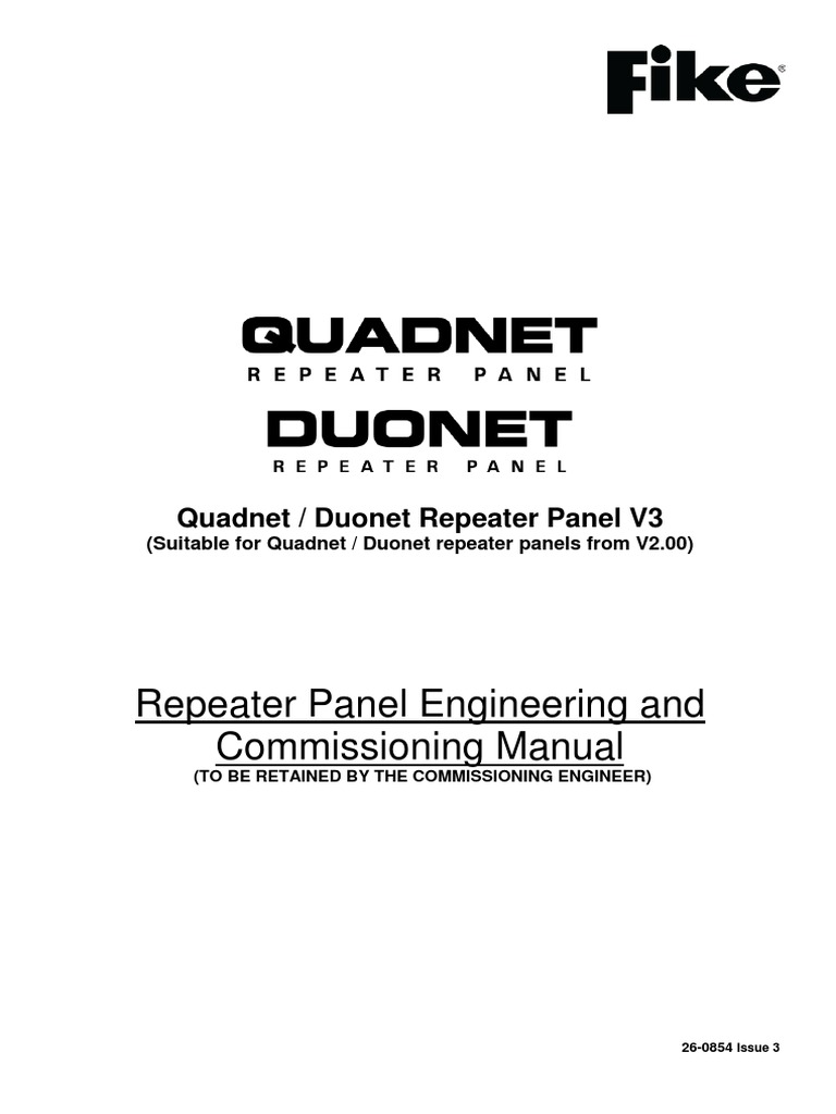 26-0854 Quadnet and Duonet Repeater Panel Engineering and Comissioning ...