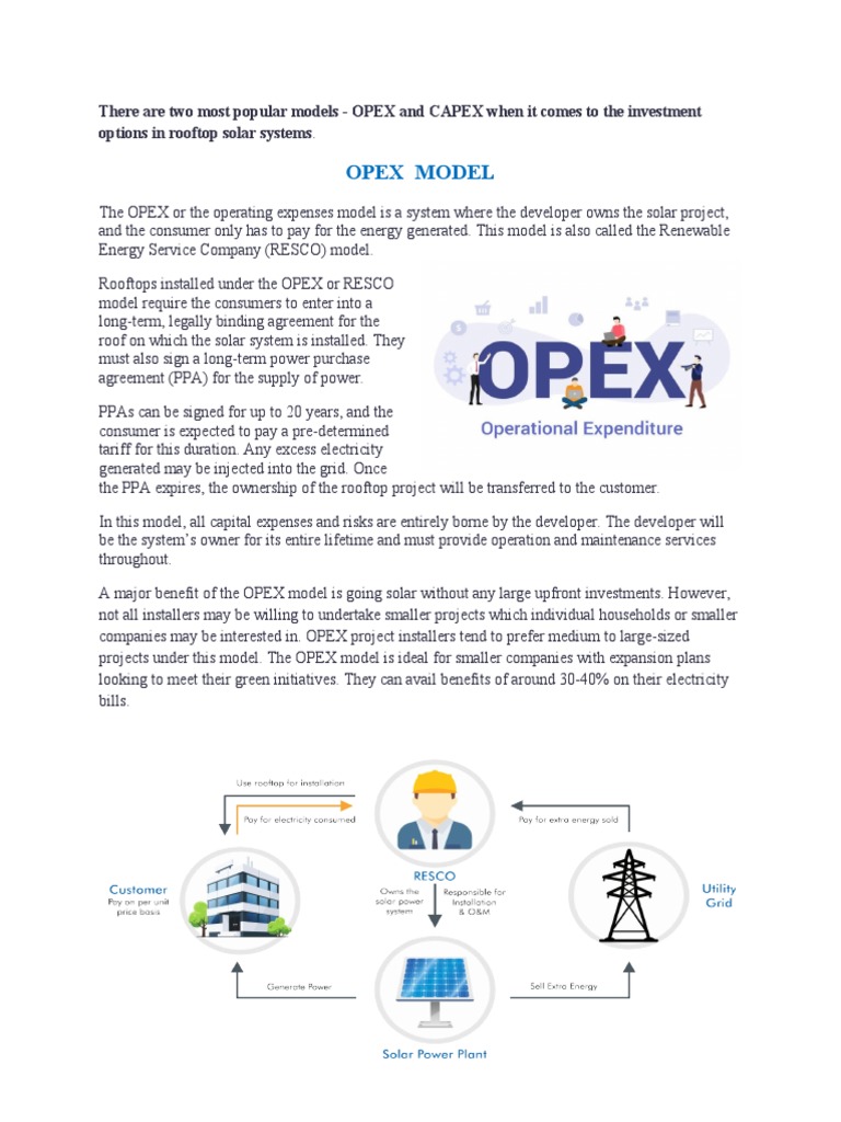Comparing the OPEX and CAPEX Models for Rooftop Solar Projects | PDF | Capital Expenditure ...