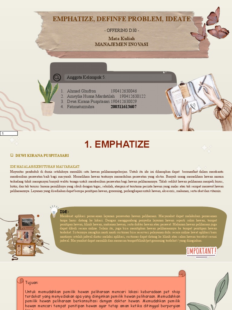 Kelompok 5 - Emphatize, Define Problem, Ideate | PDF